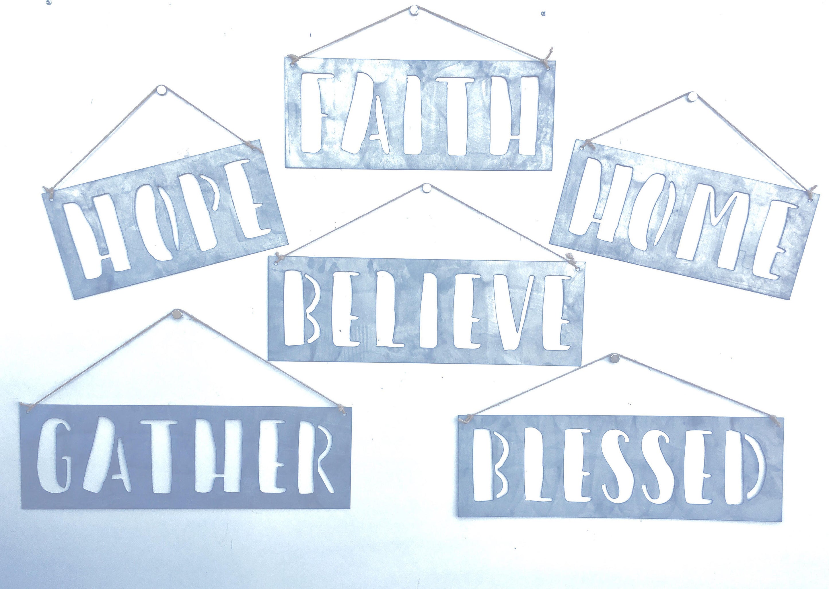 Galvanized Metal Words - Metal Word Art, Metal Inspirational Words, Ha ...