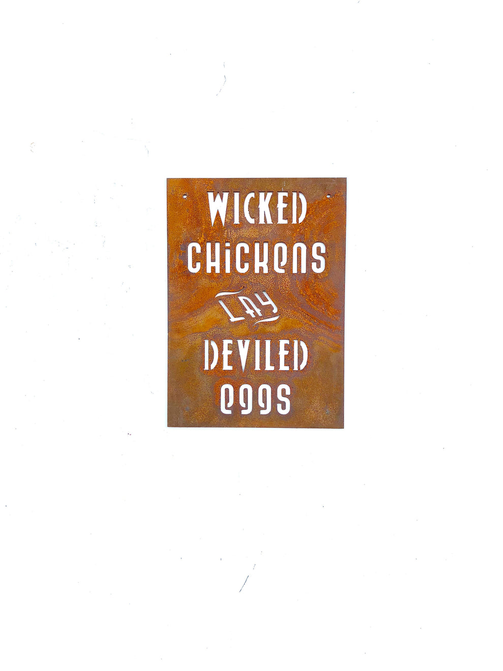 Wicked Chickens Lay Deviled Eggs Metal Sign – Twisselman Trading Co